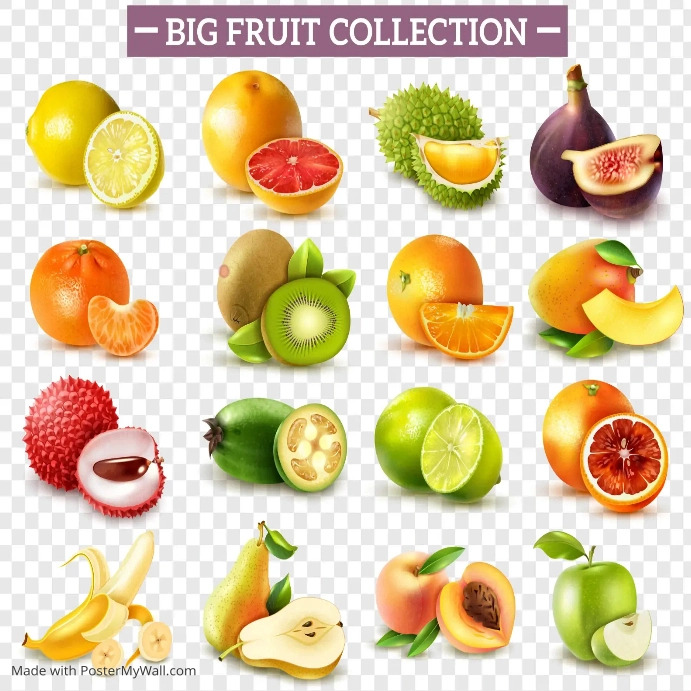 Big fruit collection poster design template | PosterMyWall