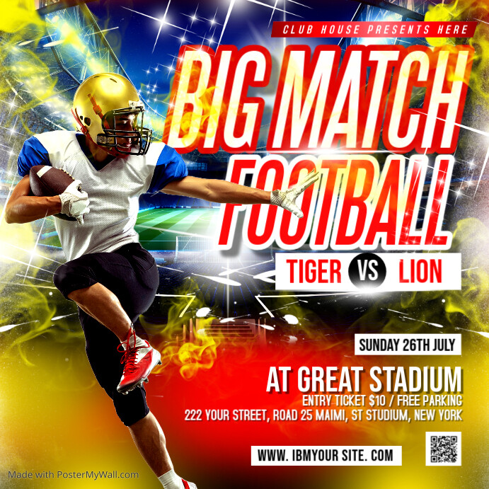 BIG MATCH 3D FOOTBALL Template | PosterMyWall