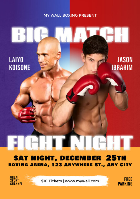 Plantilla de Big Match Boxing Sport Flyer | PosterMyWall