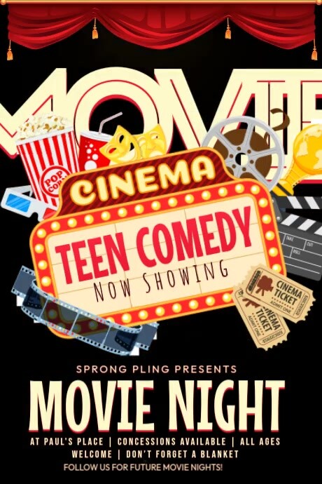 Big Screen Fun: Teen Comedy Movie Night Template | PosterMyWall