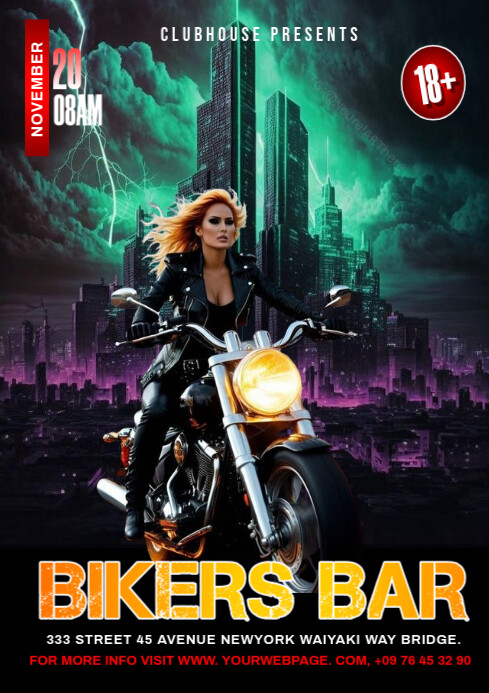 Plantilla de bike night posters, bikers bar | PosterMyWall
