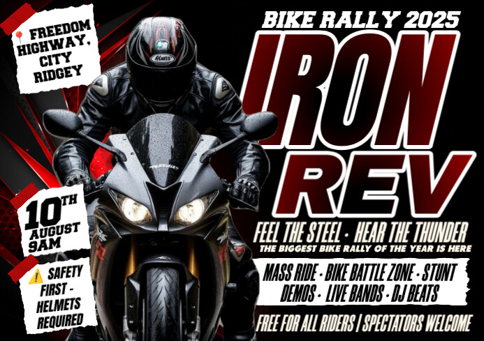 Copy of Bike Rally Iron. Thunder. Rise | PosterMyWall