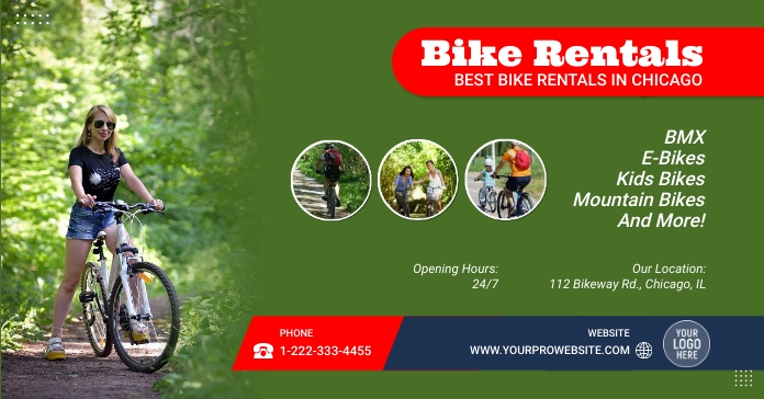 Bike Rentals Facebook Ad Template | PosterMyWall