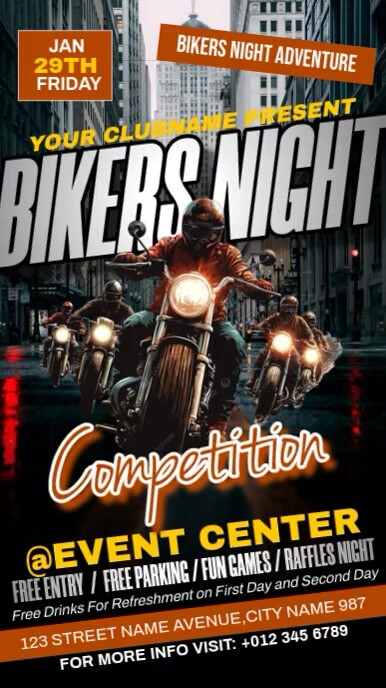 Bikers Night Competition Template | PosterMyWall