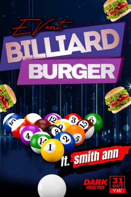 Billiard Burger Event Template | PosterMyWall