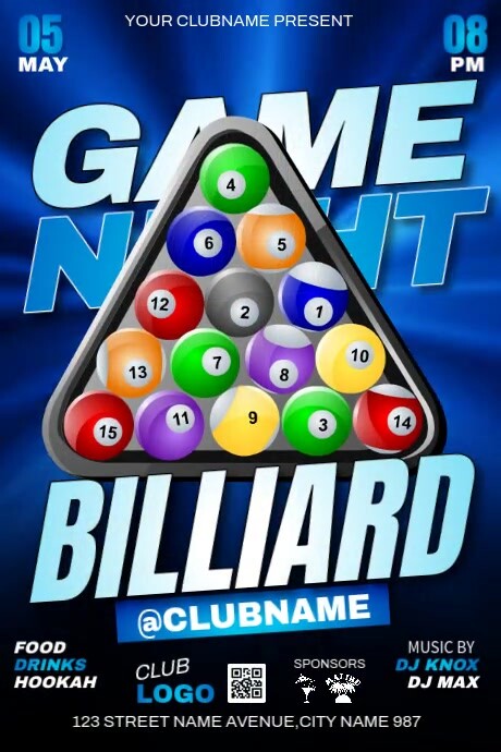 Billiard Game Night Template | PosterMyWall