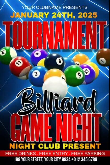 Copy of Billiard Game Night | PosterMyWall