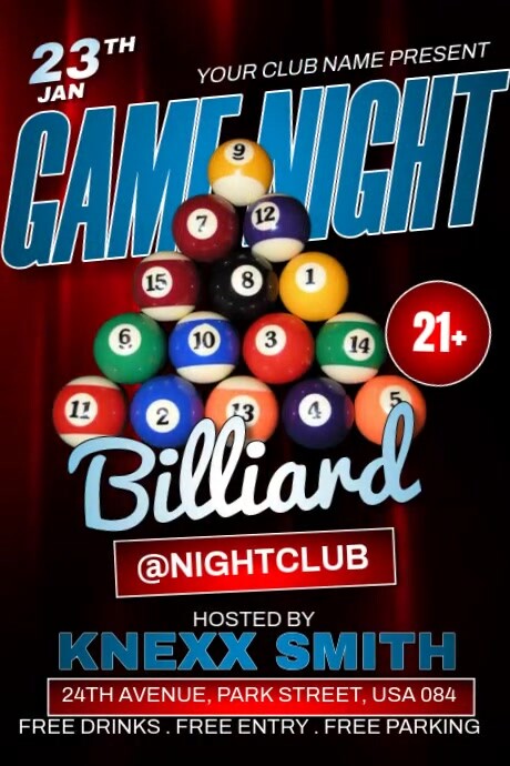 Copy of Billiard Game Night | PosterMyWall