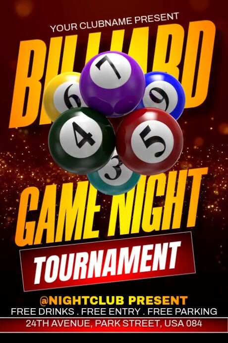 Copy of Billiard Game Night | PosterMyWall