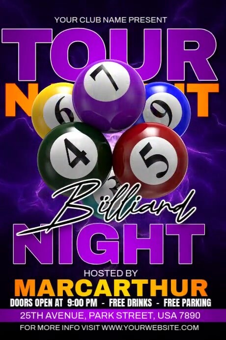 Billiard Night Tournament Template | PosterMyWall