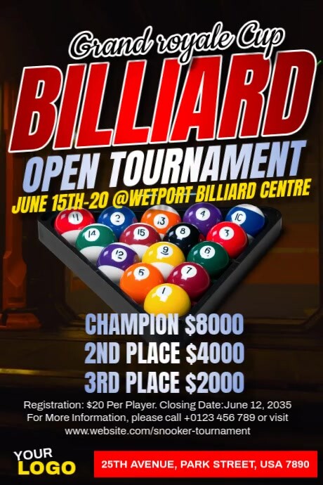 Copy of Billiard Open Tournament | PosterMyWall