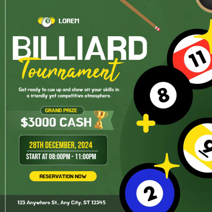 Copy of Billiard Tournament Ads | PosterMyWall