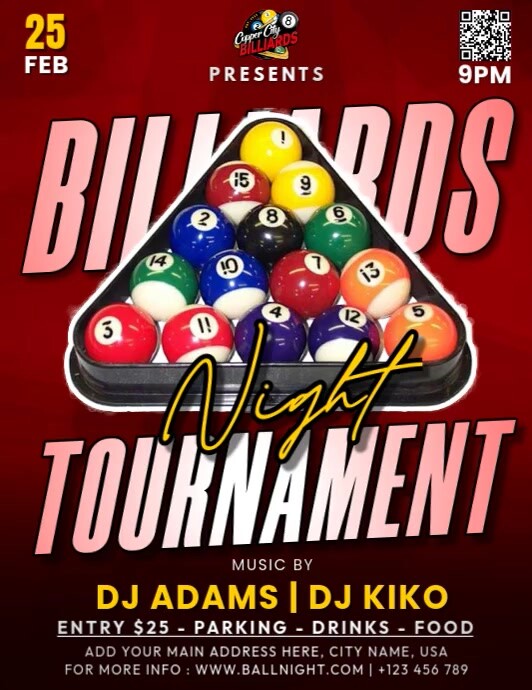 Billiard Tournament Template | PosterMyWall