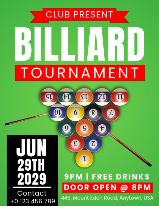 Billiard Tournament Flyer Template | PosterMyWall