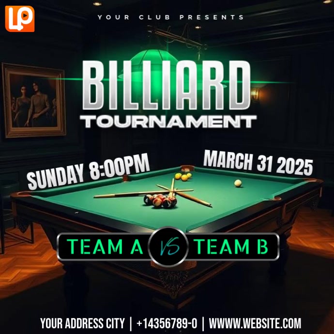 Copy of Billiard Tournament Instagram Post | PosterMyWall