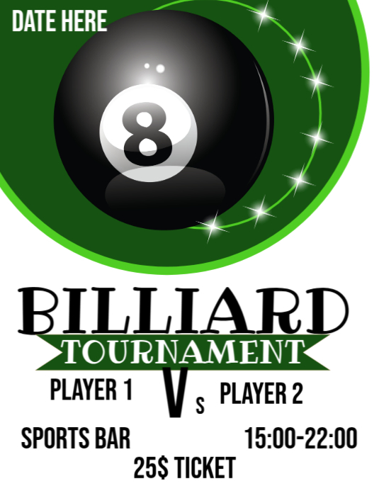 BILLIARD TOURNAMENT POSTER Templat | PosterMyWall