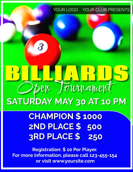 BILLIARDS (1) Template | PosterMyWall