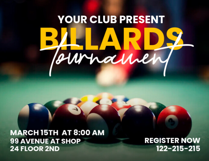billiards tournament Template | PosterMyWall