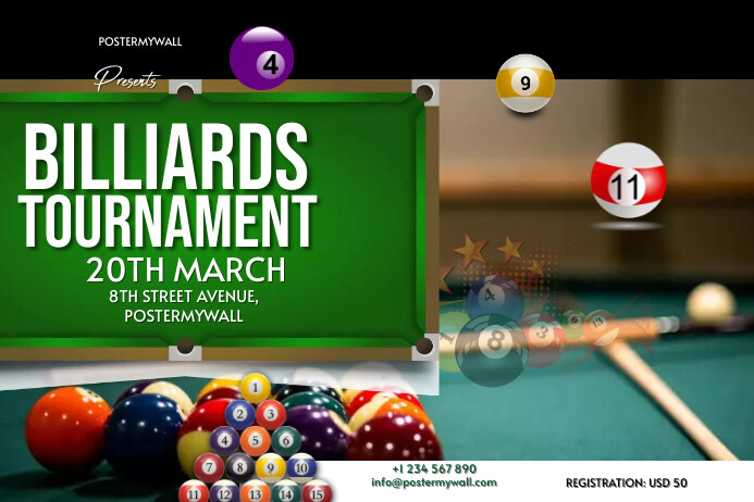 Copy of billiards tournament | PosterMyWall
