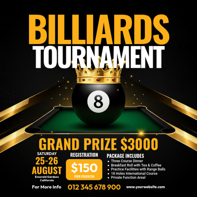 Billiards Tournament Square (1:1) Template | PosterMyWall