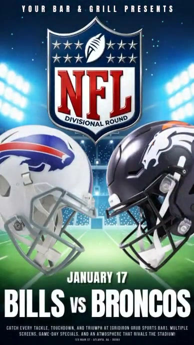Plantilla de bills vs broncos. nfl playoffs.. nfl flyer. american ...