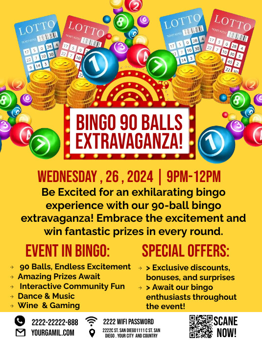 Copy of bingo 90 balls extravaganza flyerbingo 90 bal | PosterMyWall