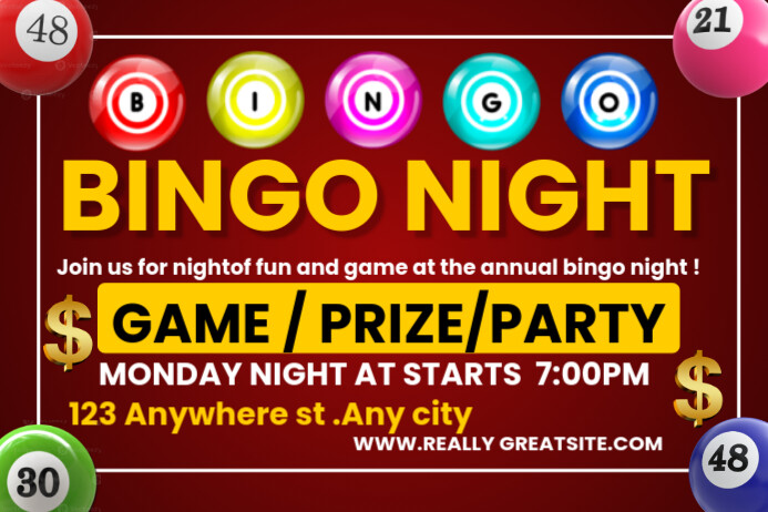 Bingo Night Banner 4' × 6' POSTER Template | PosterMyWall
