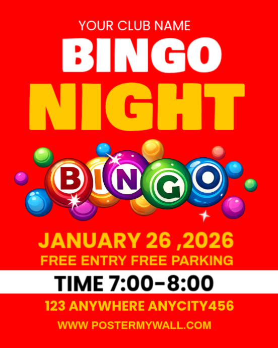 Plantilla de Bingo Night | PosterMyWall