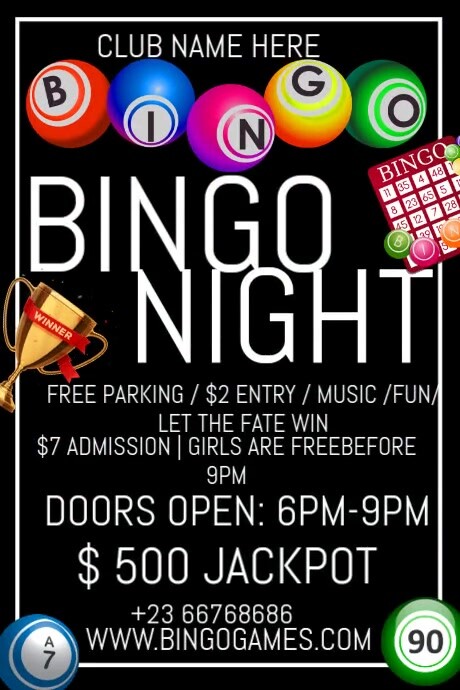 Plantilla de Bingo Night Ediatbale Flyer Poster | PosterMyWall