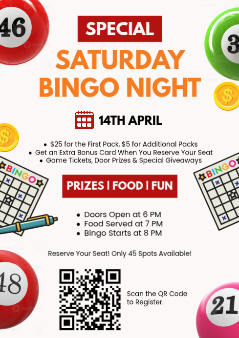 Plantilla de Bingo Night Event A4 | PosterMyWall