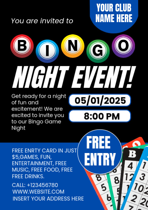 Bingo Night event contest flyer poster Template | PosterMyWall