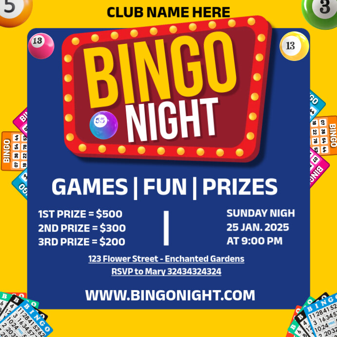 Bingo Night Event Contest Instagram Post Template | PosterMyWall
