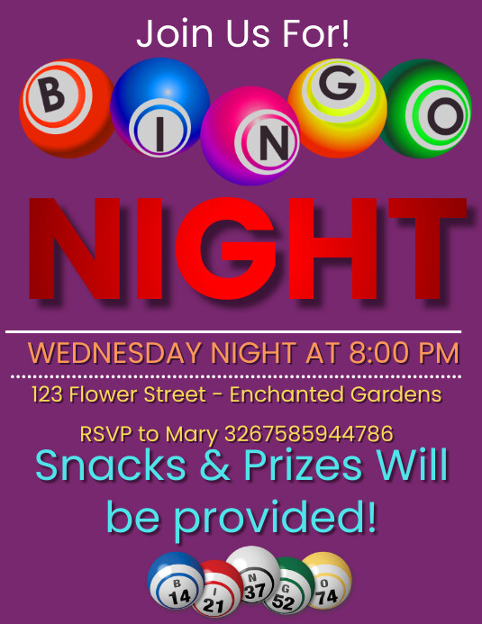 Bingo Night Event Flyer Poster Flyer (us Lett Template | PosterMyWall