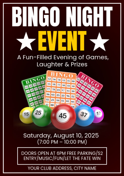Bingo Night Event Invitation A1 Template | PosterMyWall