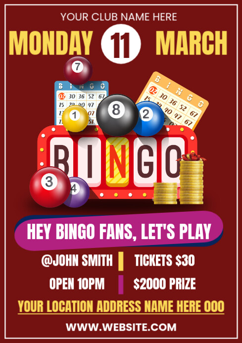 Plantilla de Bingo Night Event Invitation A4 | PosterMyWall