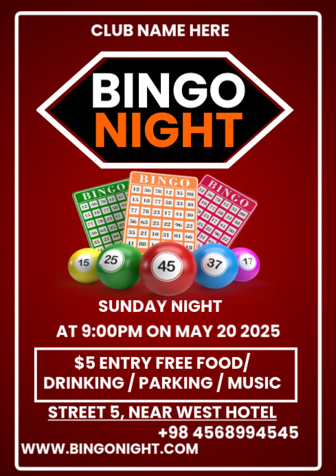 Plantilla de Bingo Night Event Invitation A4 | PosterMyWall