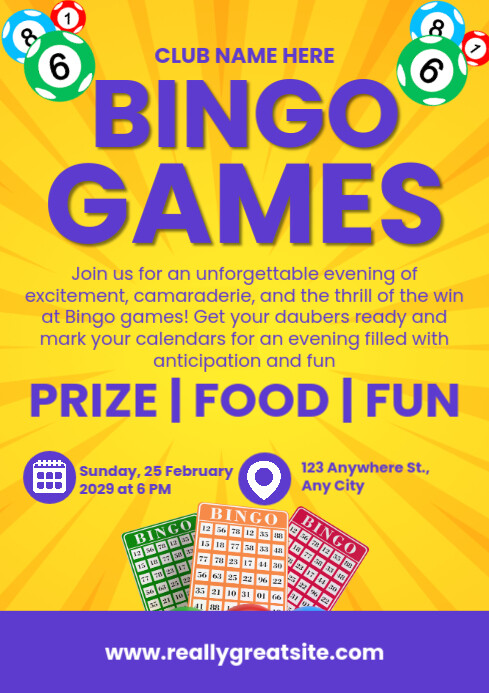 Modèle Bingo Night Event Invitation A4 | PosterMyWall