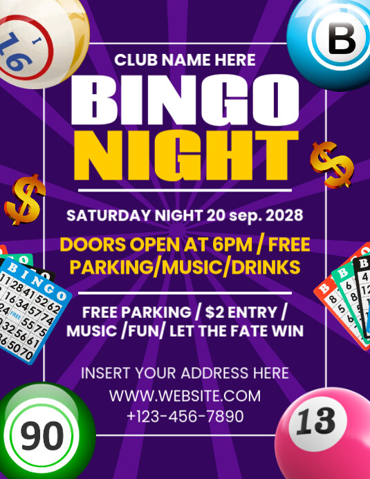 Bingo Night Event Invitation Flyer (us Letter) Template | PosterMyWall