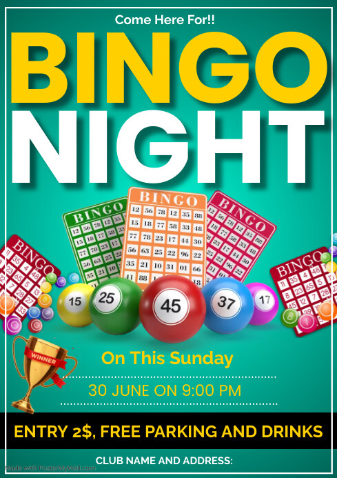 Plantilla de bingo night event invitation flyer and poster | PosterMyWall