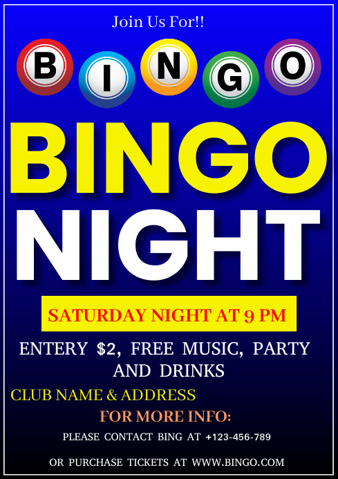 Bingo Night Event Invitation Flyer Poster Tem Template | PosterMyWall