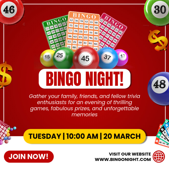 Bingo Night Event Invitation Instagram Post Template | PosterMyWall