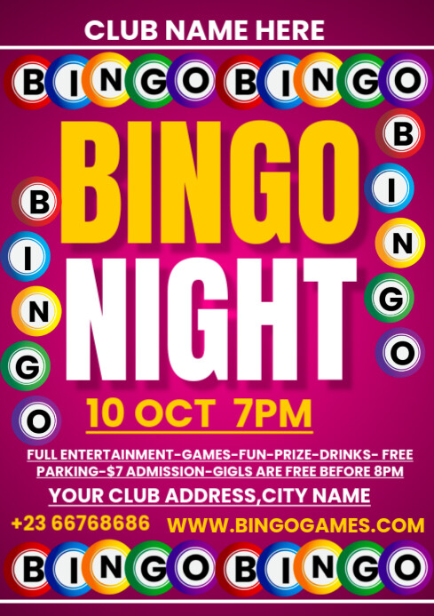 Bingo Night Event Invitation Poster A4 Template | PosterMyWall