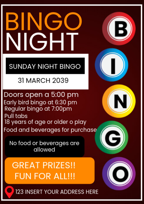 BINGO NIGHT EVENT INVITATION POSTER Template | PosterMyWall