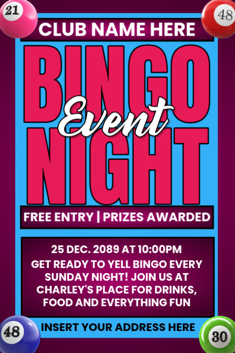 Bingo Night Event Invitation Poster Template | PosterMyWall