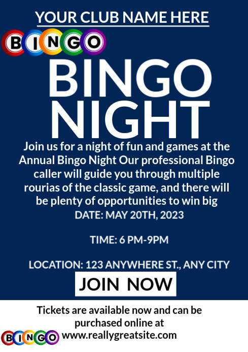 BINGO NIGHT EVENT INVITATION POSTER Template | PosterMyWall