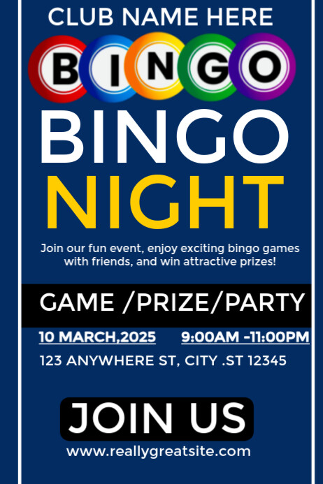 Bingo Night Event Invitation Poster Template | PosterMyWall