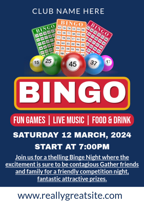 Bingo Night Event Invitation Poster Flyer A4 Template | PosterMyWall
