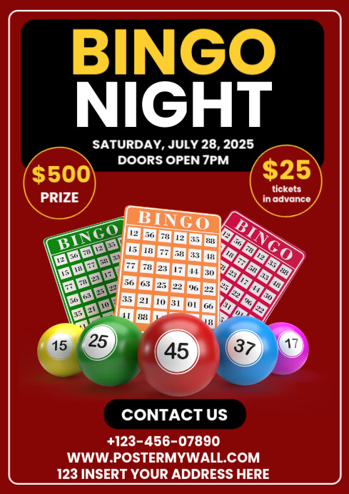 Plantilla de Bingo night event invitation poster flyer | PosterMyWall