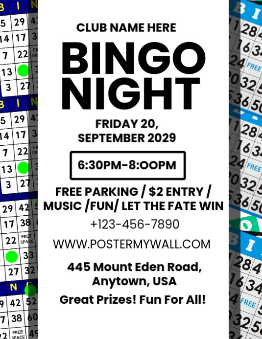 Bingo Night Event Invitation Poster Flyer Template | PosterMyWall