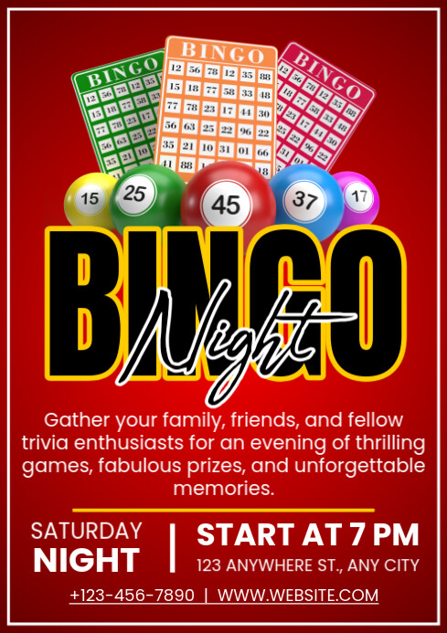 Copy of Bingo Night event invitation poster flyer template design ...